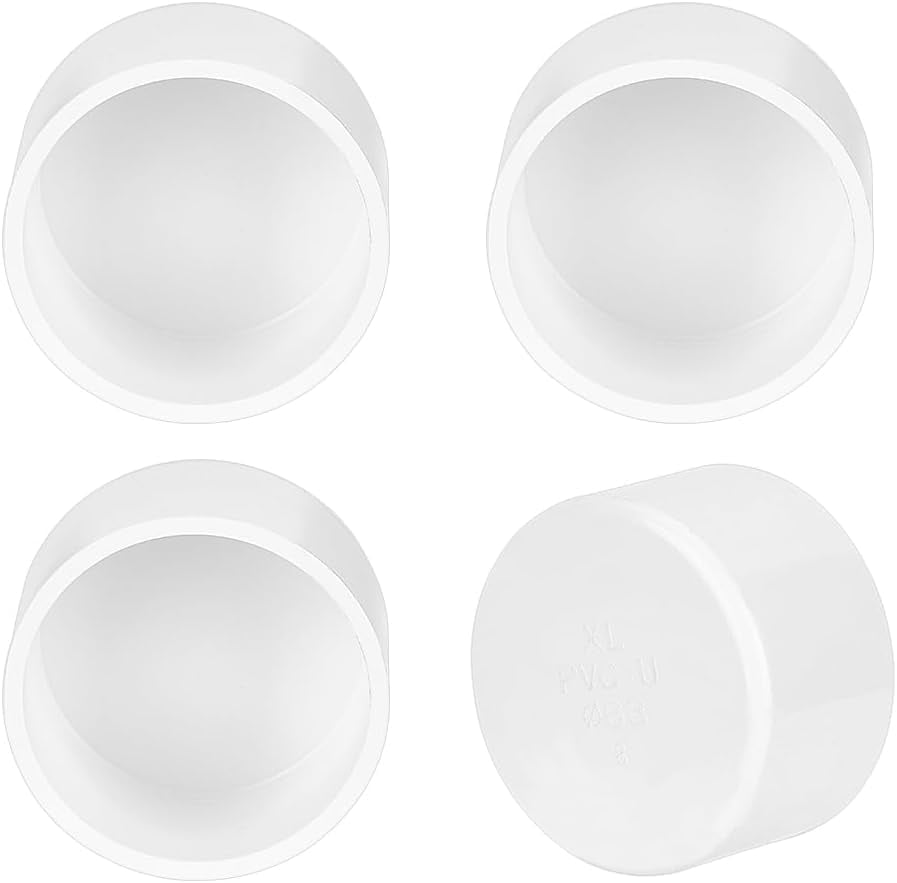 4PCS White PVC Pipe End Cap Plug Adapter2.48inch Pipe Fittings Slip ...