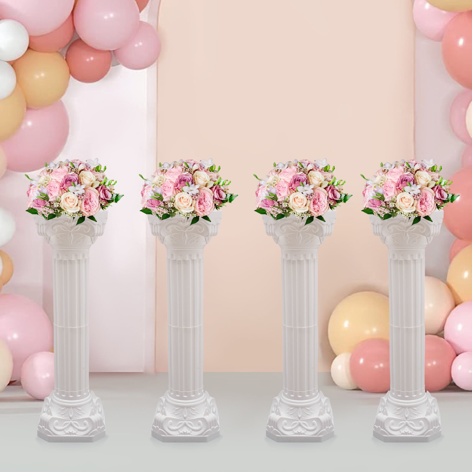 4PCS White Roman Columns Set, Wedding Pillars, Hollow Column Flower ...
