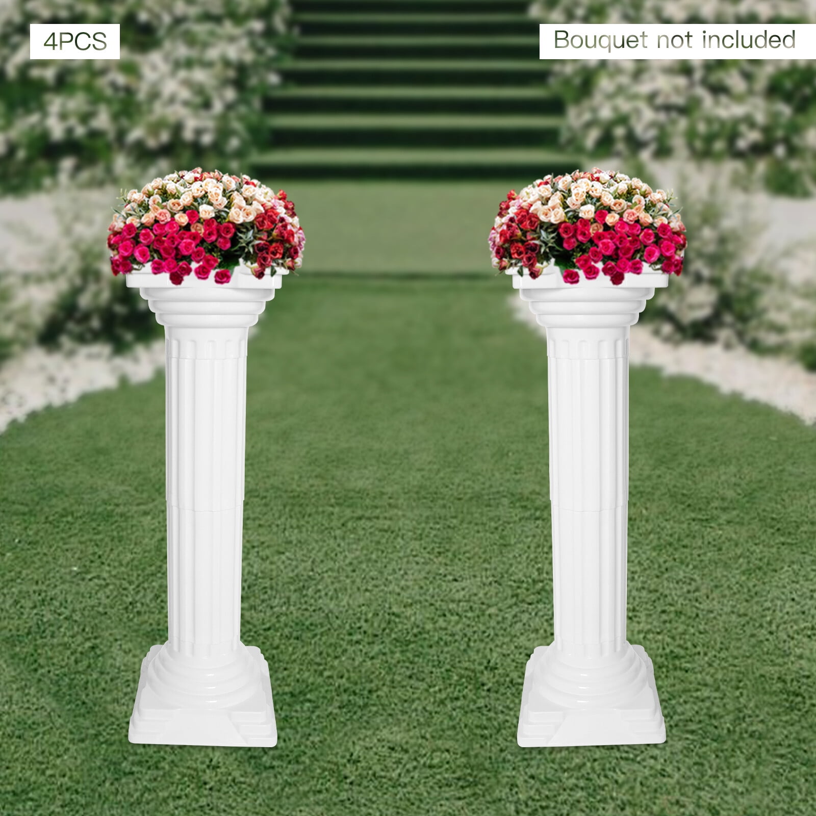 4PCS White Roman Pillar,Elegant Wedding Roman Column Set,Plastic ...