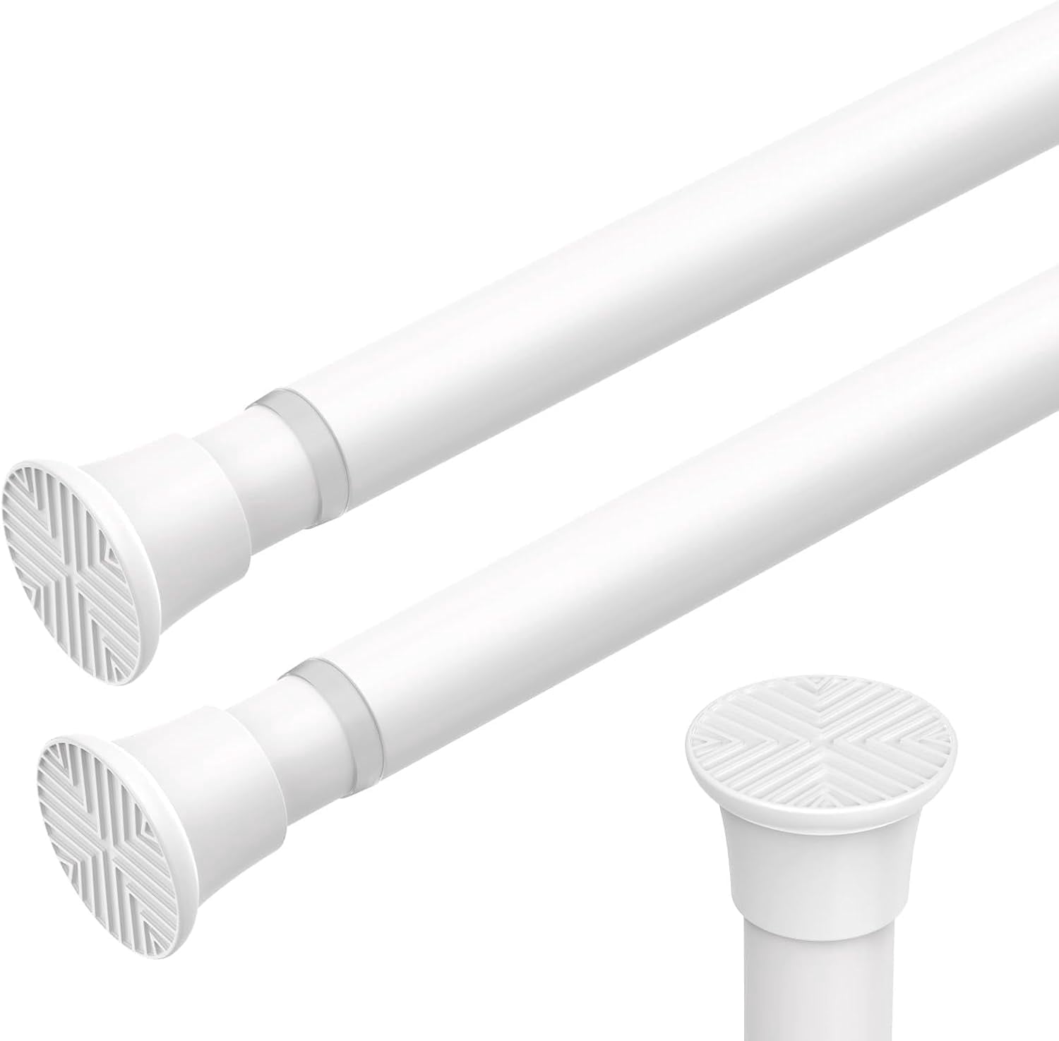4PCS White Tension Curtain Rod 18-36 Inch Adjustable Curtain Rod No ...
