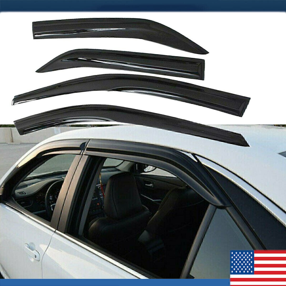4PCS Window Visors Fit 2012-2017 Toyota Camry JDM 3D Wavy Mugen Style ...