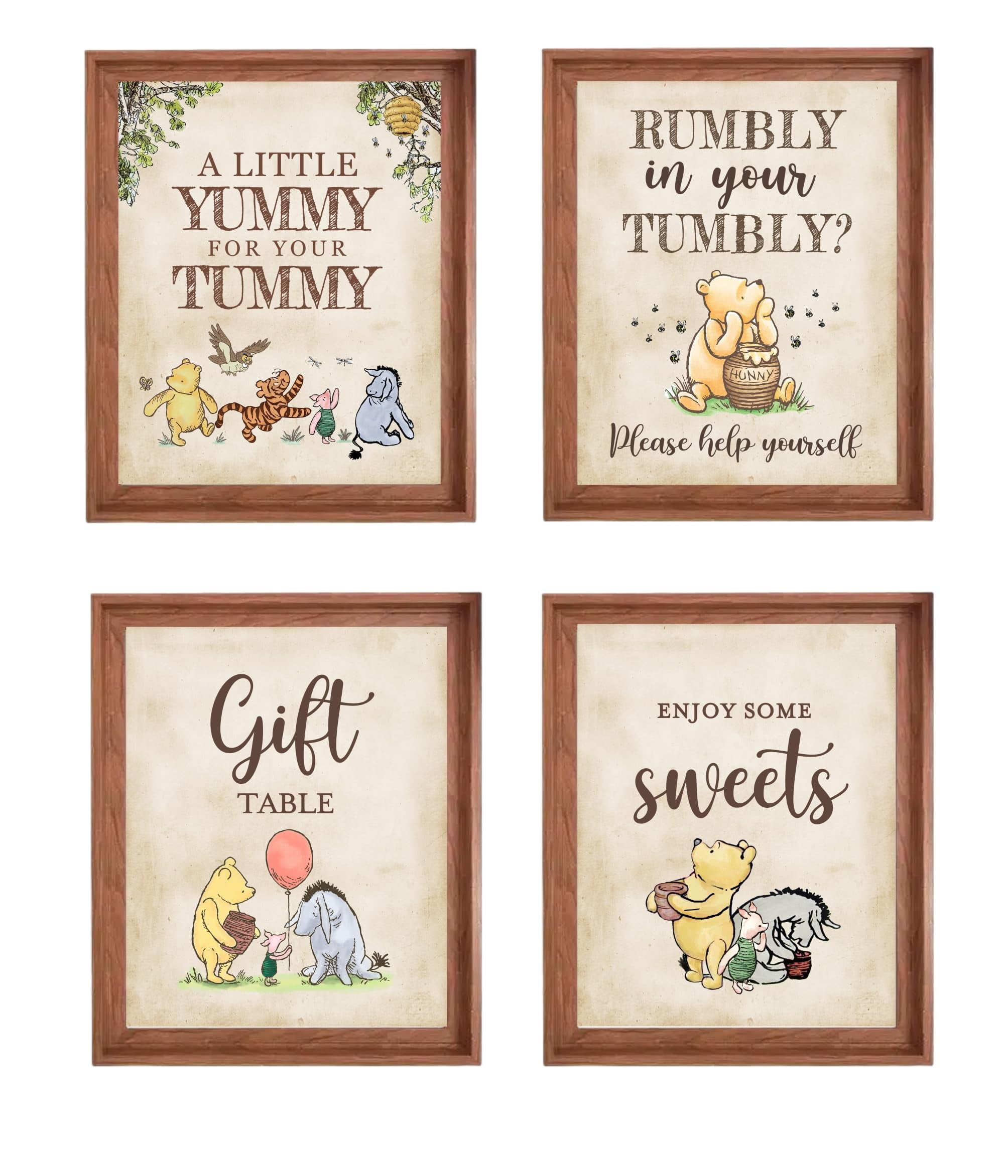 4PCS Winnie TableUMRT Sign Centerpieces A Little Yummy for Your Tummy ...