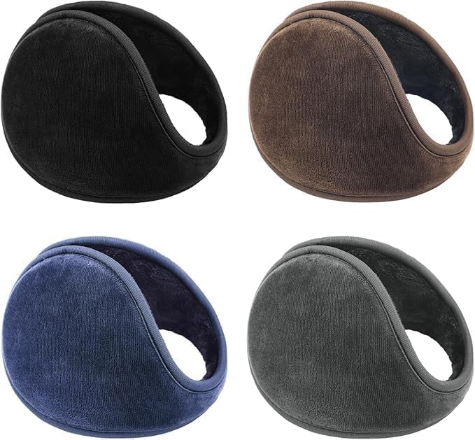 4PCS Winter Ear Muffs for Men Women Fleece Behind Head Ear Warmers for ...
