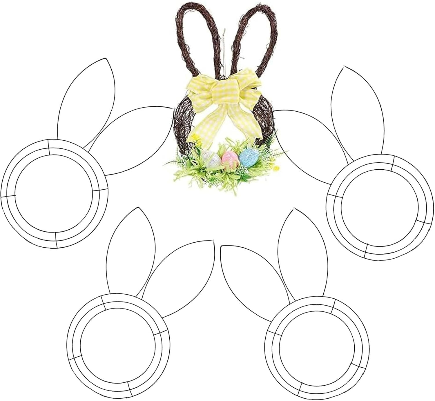 4PCS Wire Wreath Frame Easter Bunny, Wire Wreath Frame 14 Inch, Floral ...