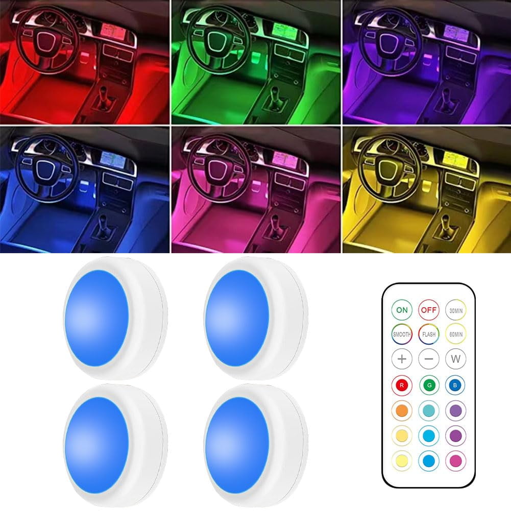 4PCS Wireless LED Interior MMF7 Car Lights with Remote Control, Ambient ...