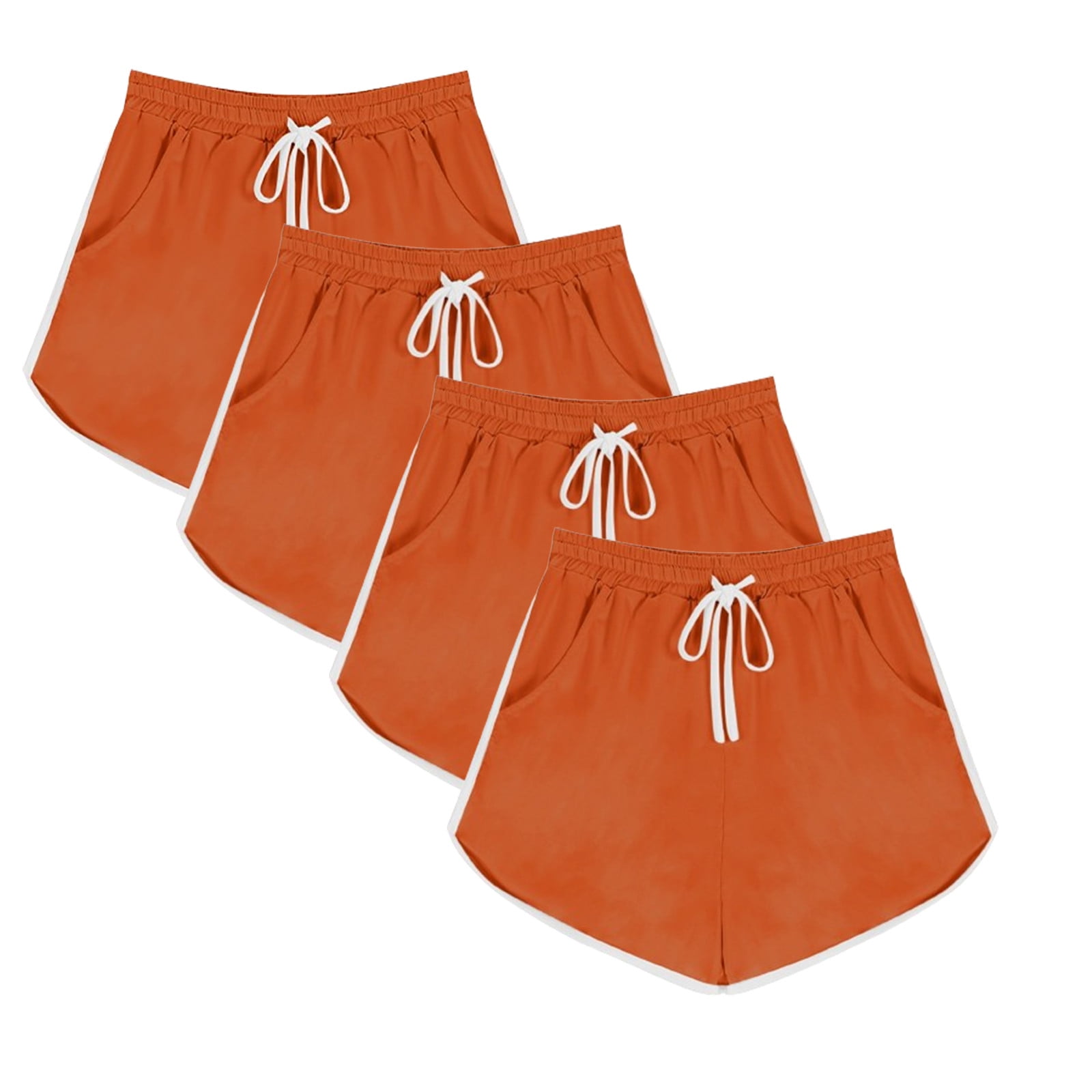 4PCS Women's Gym Shorts Solid Color Shorts For Casual Loose Comfy ...