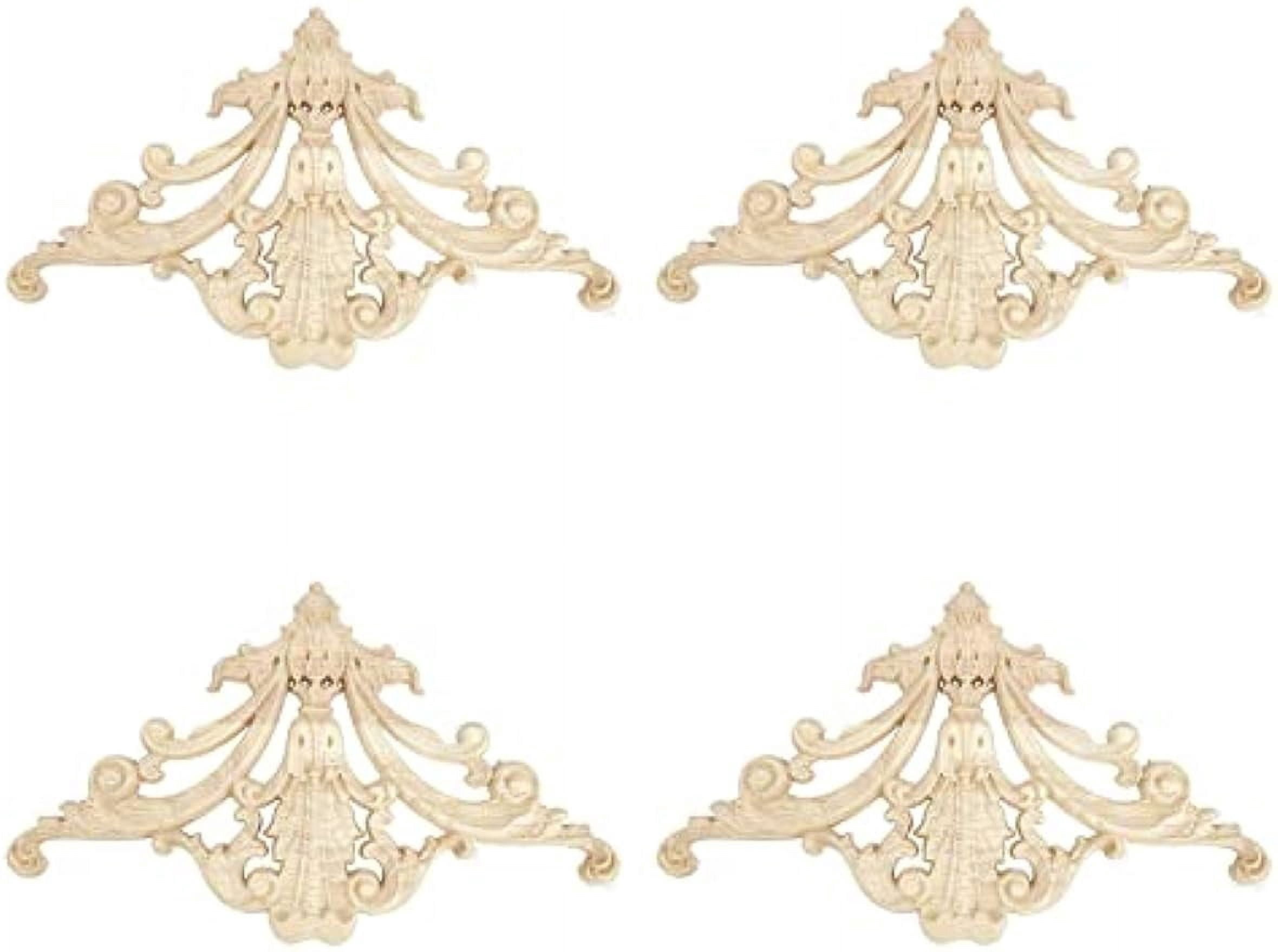 4PCS Wooden Applique Onlays 5.9x9.8inch Natural Wood Carved Onlay ...