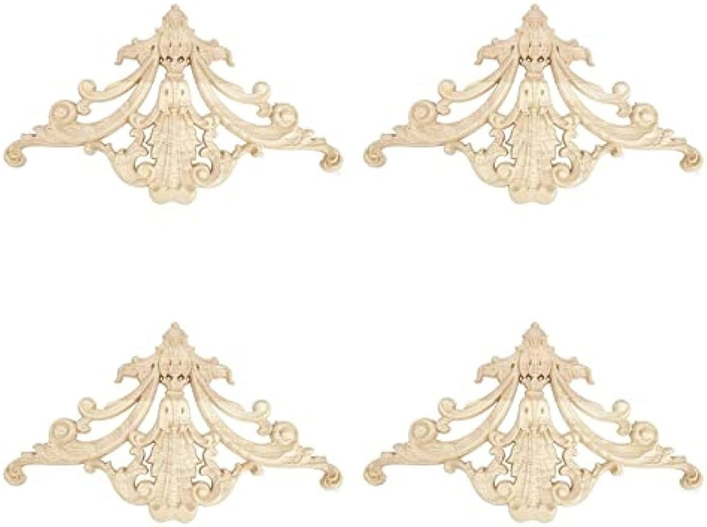 4PCS Wooden Applique Onlays 5.9x9.8inch Natural Wood Carved Onlay ...