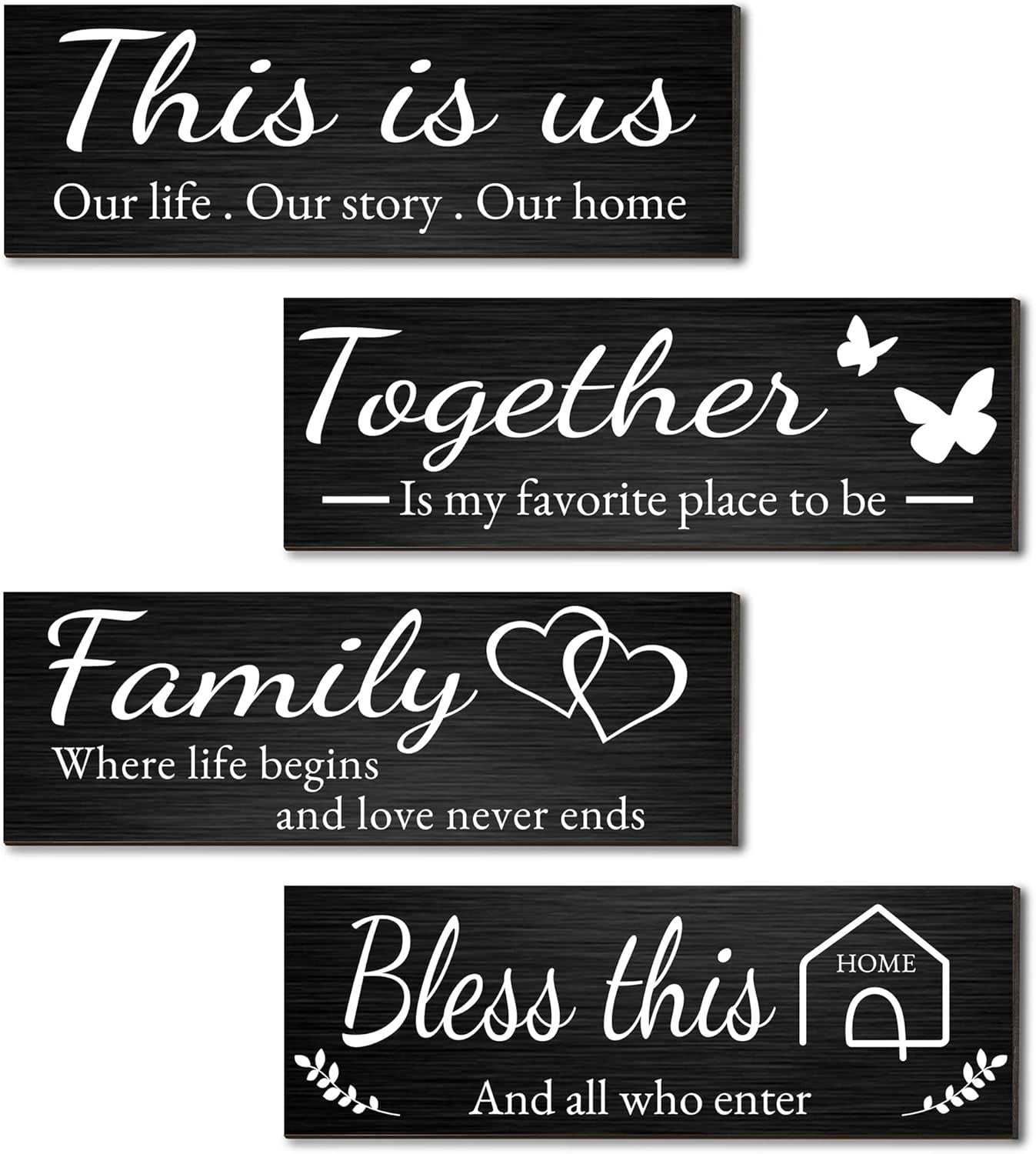 4PCS Wooden Family Signs Rustic Bless This Home Wall Decor Wood Family ...
