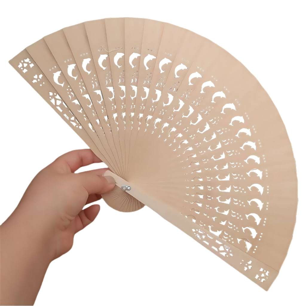 4PCS Wooden Folding Fan Handheld Vintage Wood Hand Fan Foldable Chinese ...
