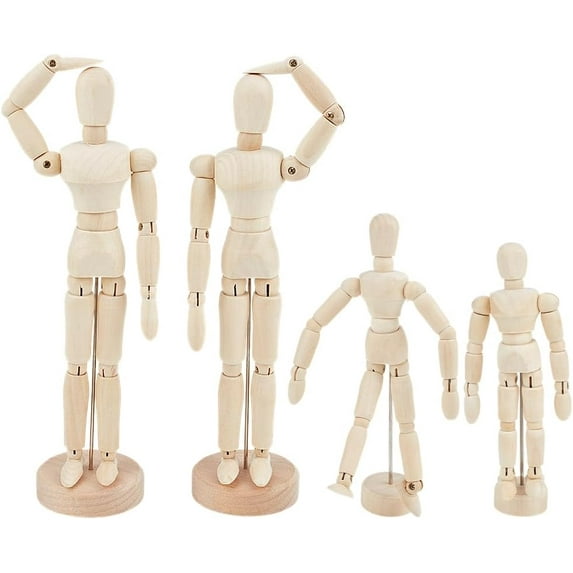 4PCS Wooden Joint Model Wood Figure Artists' Manikin Drawing Figure ...