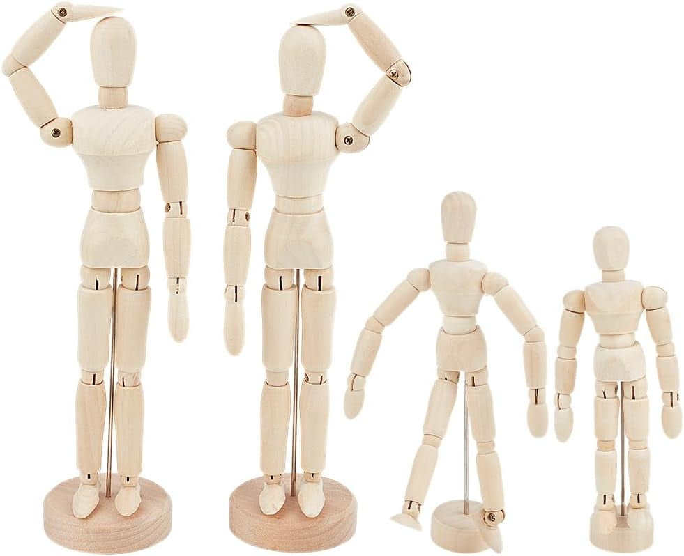 4PCS Wooden Joint Model Wood Figure Artists' Manikin Drawing Figure ...