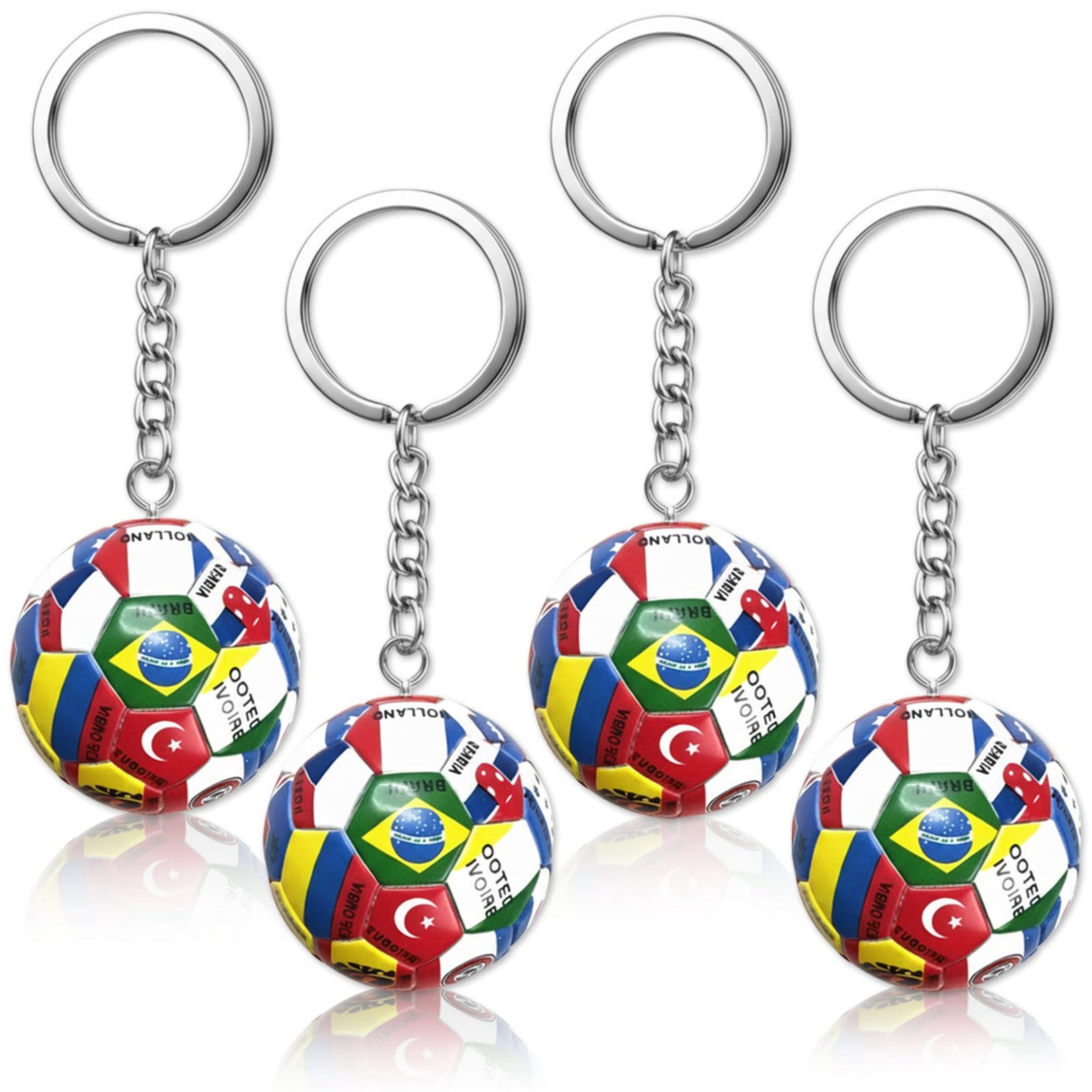 4PCS World Cup Soccer Keychain 2026 Football Key Chain with National ...