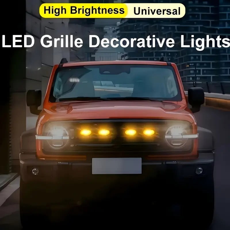 4PCS grille daytime running lights (yellow black shell), yellow shell ...