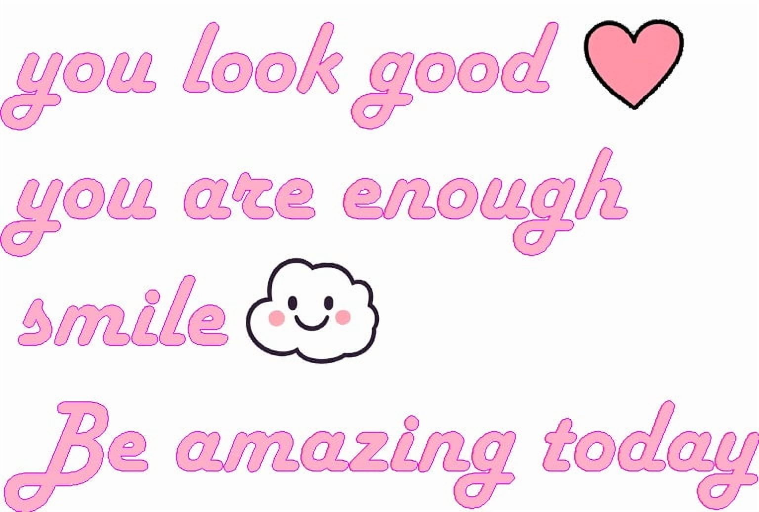 4PCS pink mirror sticker, You Look Good, Smile, Rearview Mirror Decals ...