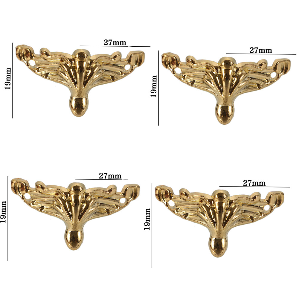 4PCS/set Antique Corner Protector Bronze Jewelry Chest Box Wooden Case ...