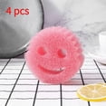 4PCS smiling face Dishwashing Sponge Cloth Strong Scouring Pad Kitchen ...