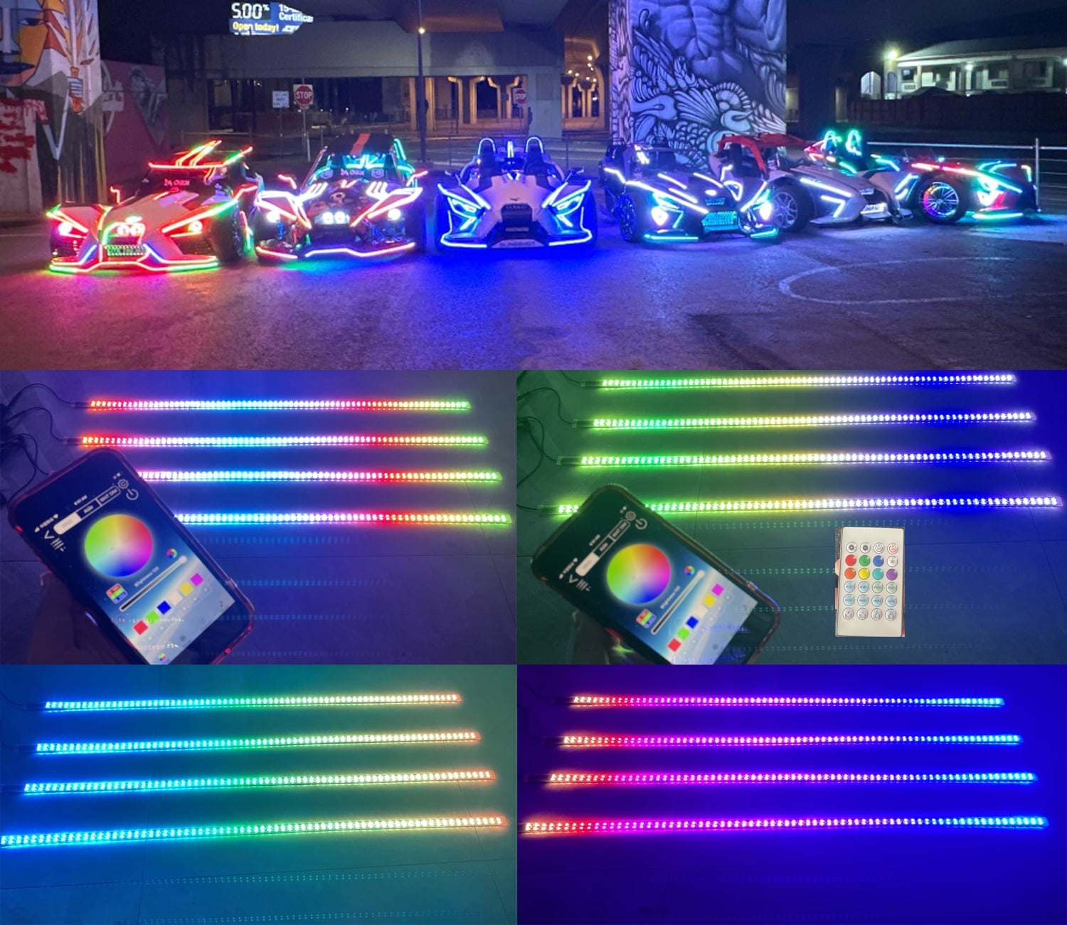 4PCS x4FT Double Row Dream Color CHASING IP68 Bluetooth APP LED ...