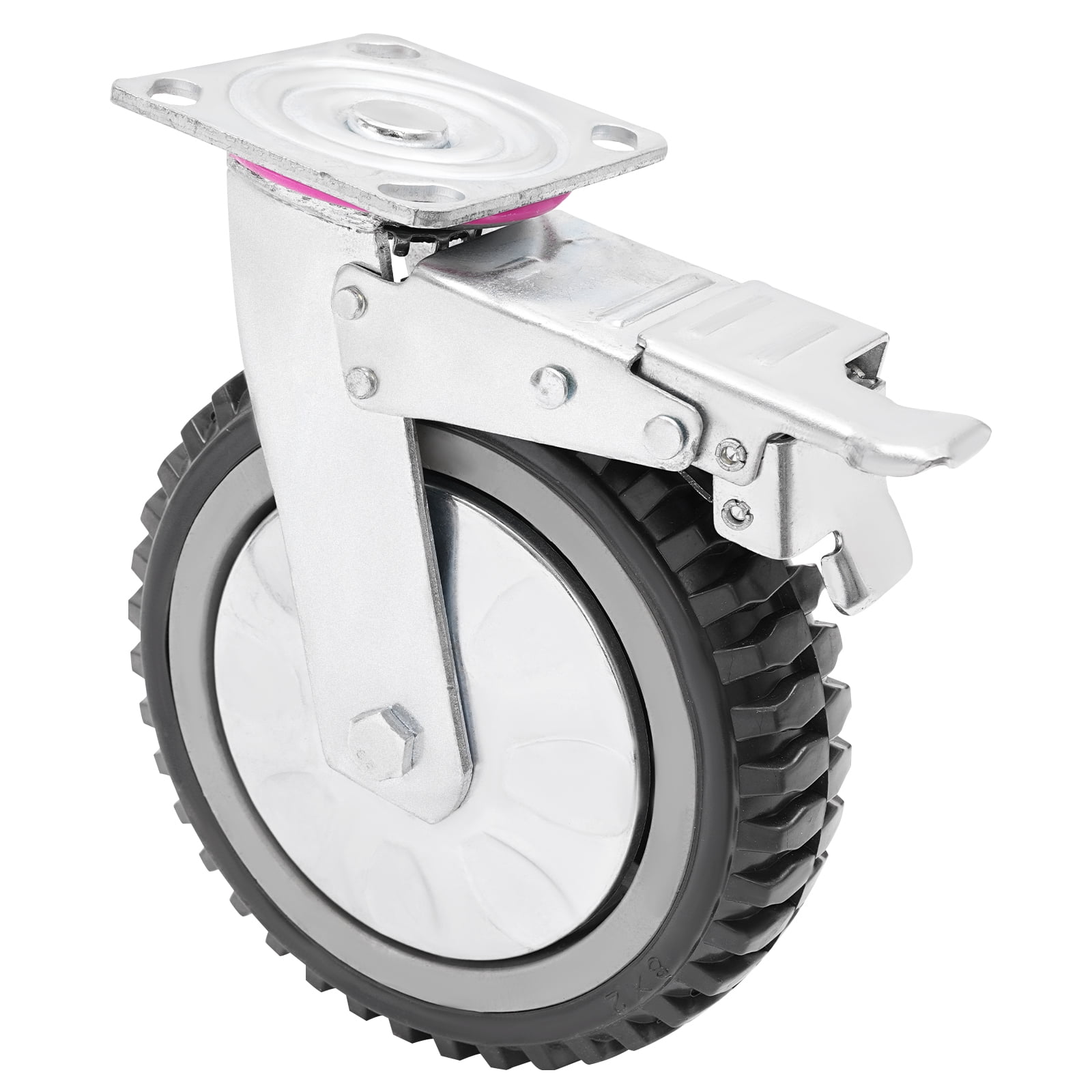 4PCs 8 inch Dustproof Handling Wheels Fixed Brake Heavy Duty Solid ...