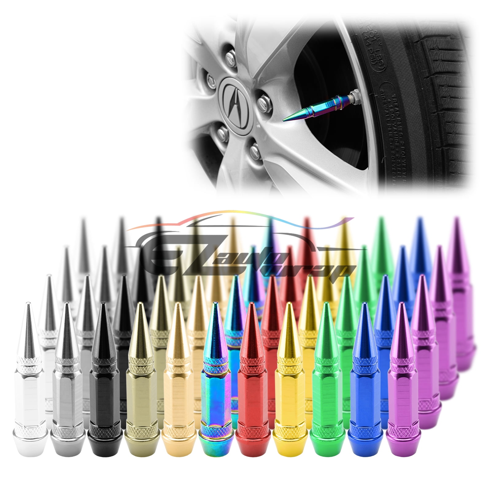 4PCs Long Spike Valve Stem Caps Metal Thread Set For Wheel Tires TVC28 ...
