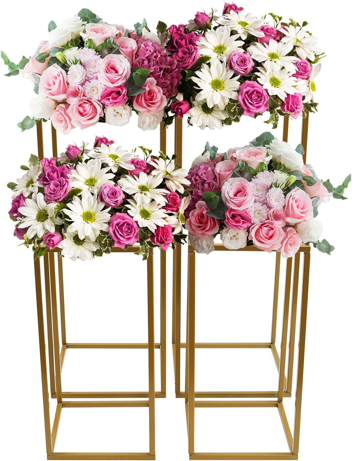 4PCs Metal Flower Stand Floor Vase for Wedding Table Centerpieces, Tall ...