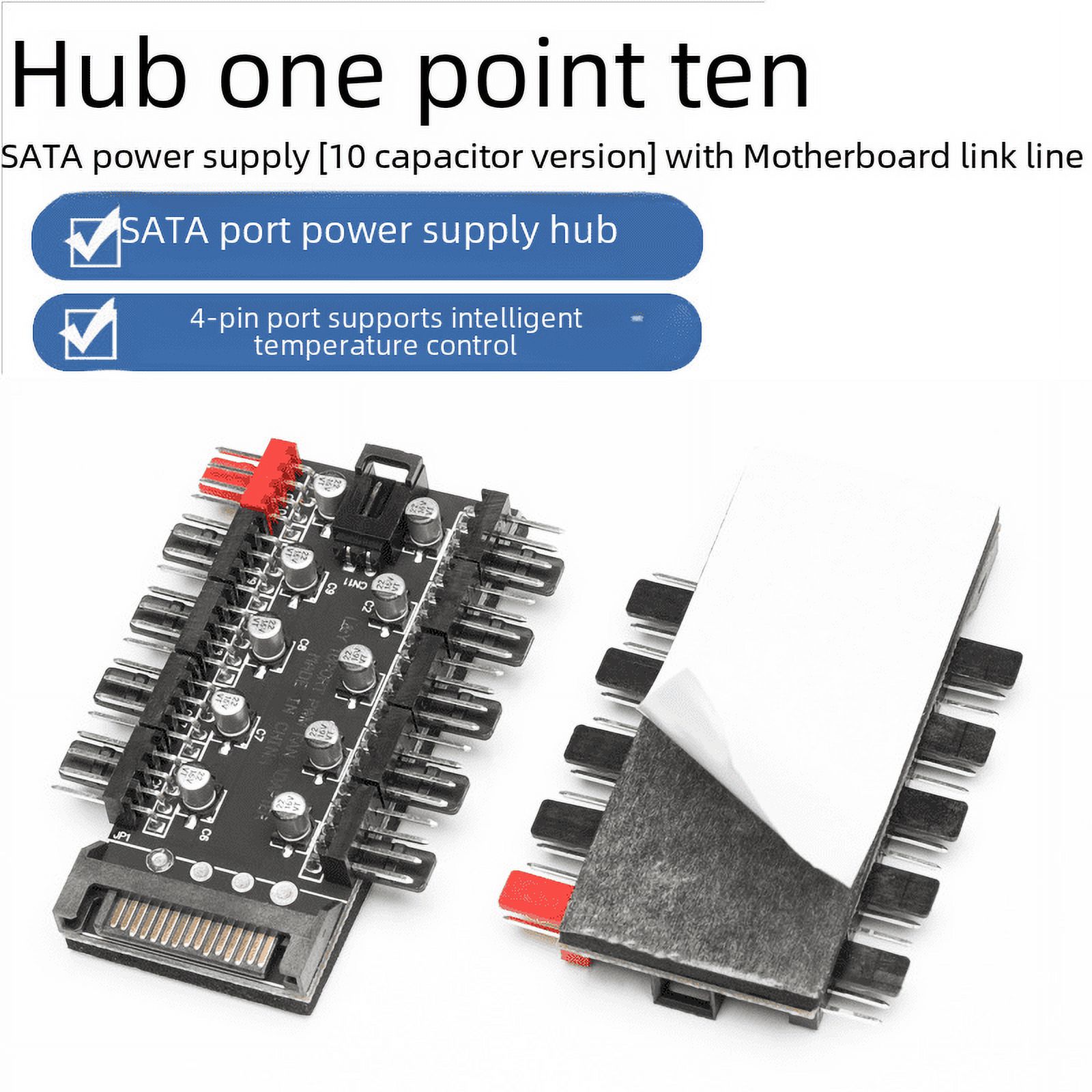 4PIN 4-pin PWM fan hub 10-way intelligent temperature control ...