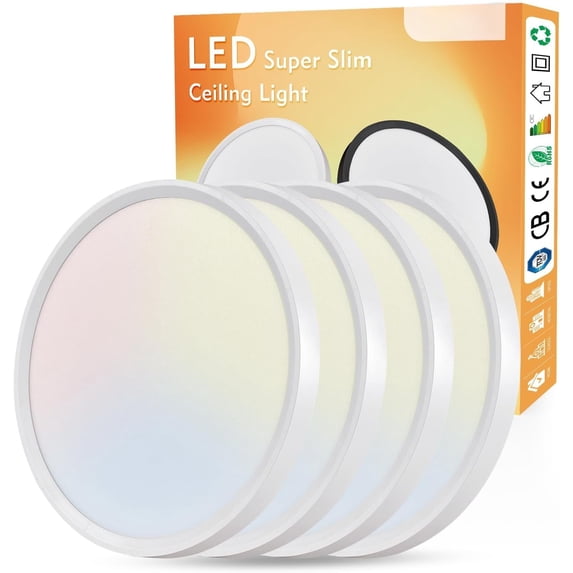 4PK 12 Inch LED Flush Mount Ceiling Light, 24W, 2520LM, 3000K/4000K ...