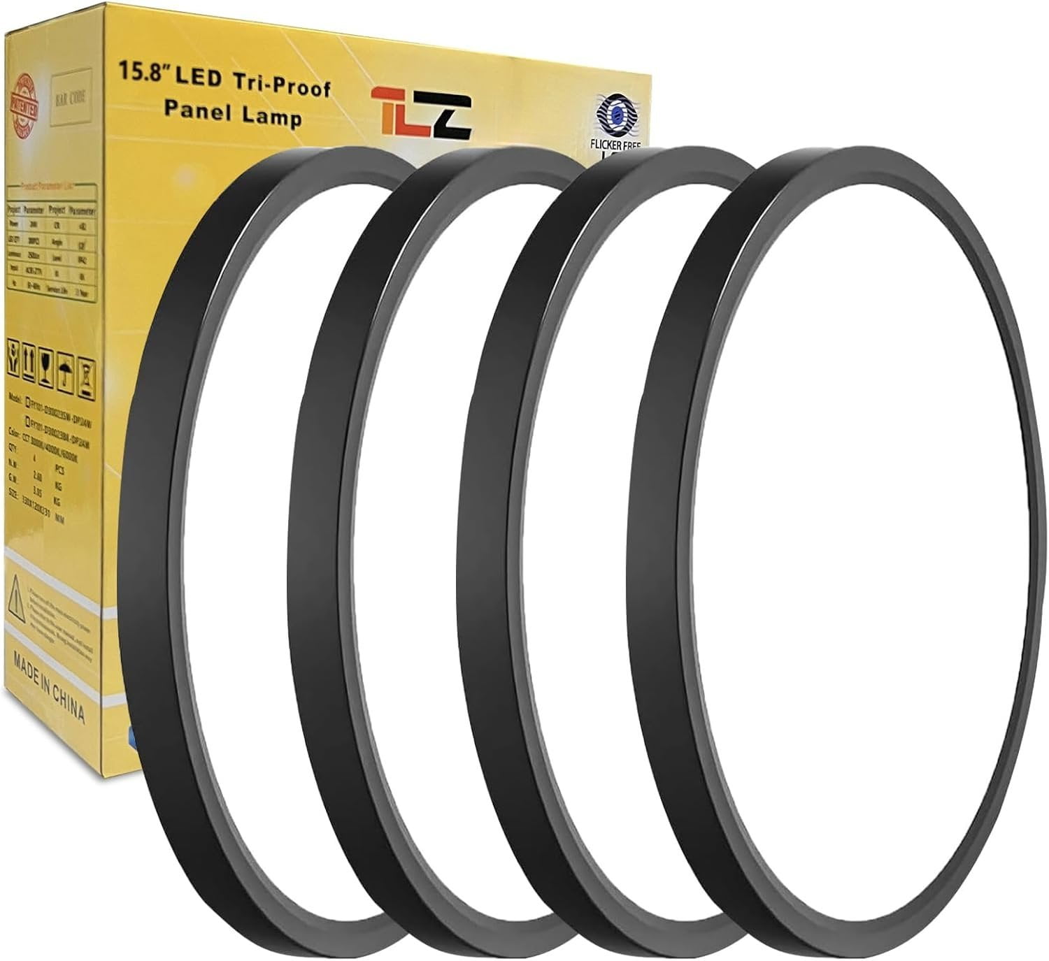 4PK 15.8 Inch Flush Mount Ceiling Light, 32W, 3480LM, 3000K/4000K/6000K ...