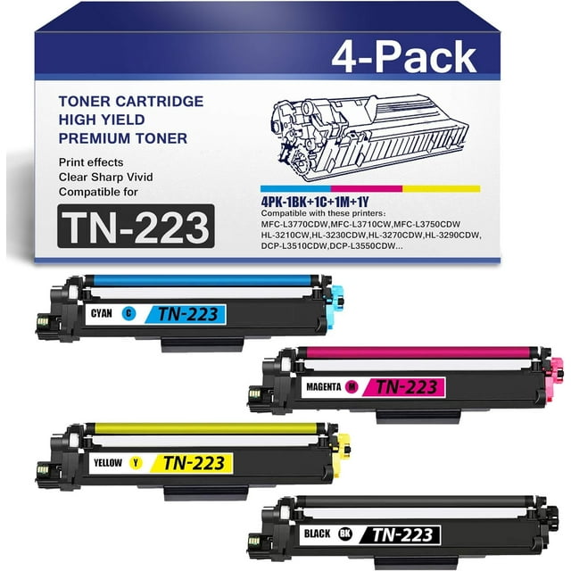 4PK (1BK+1C+1M+1Y) TN223BK TN223C TN223M TN33Y TN223 Toner Cartridge TN ...