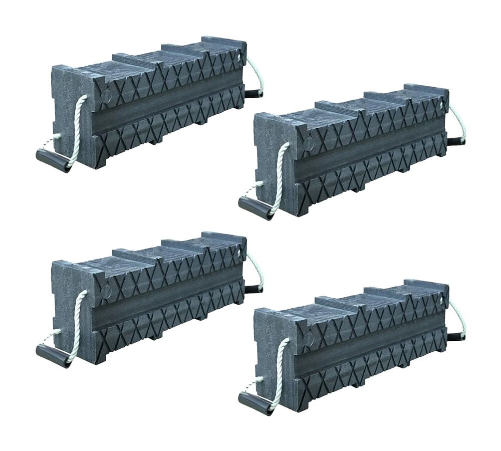 4PK 4"x4"x18" Black Super Cribbing Block Stacker w/ Ergonomic Handles ...