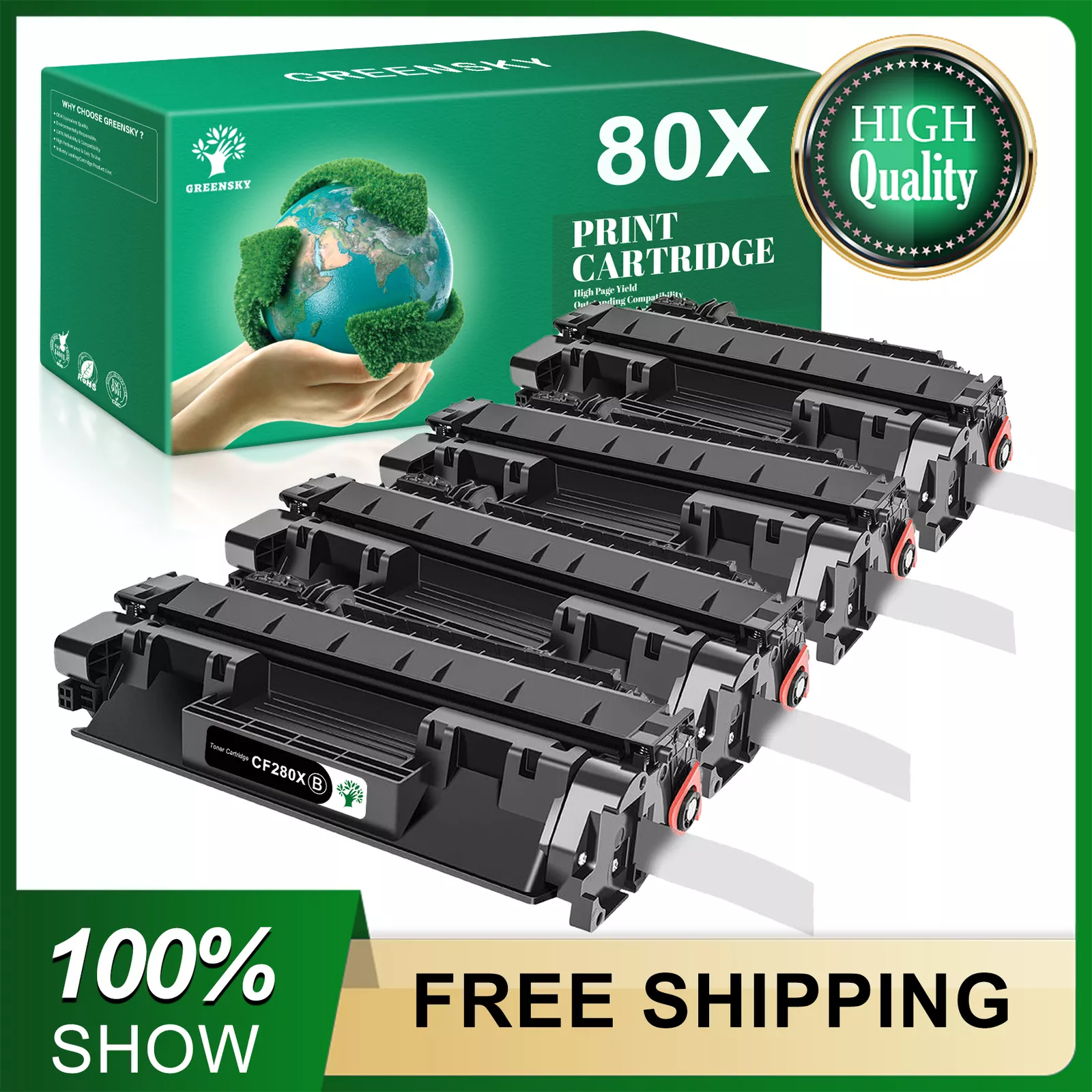 4PK CF280X Toner Cartridge For 80X LaserJet Pro 400 M401a M401n MFP ...