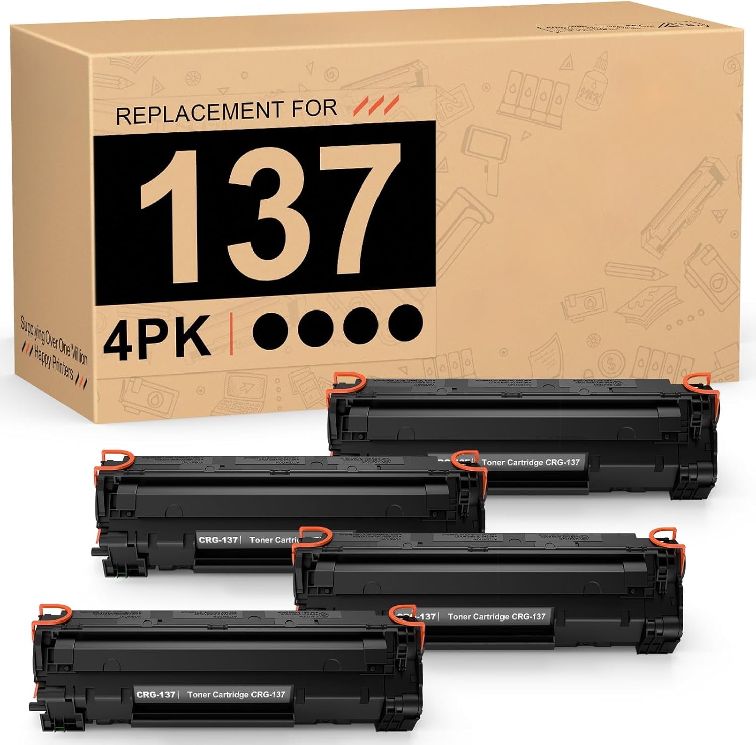4PK Compatible CRG137 Toner Cartridge Replacement for Canon 137 Black ...