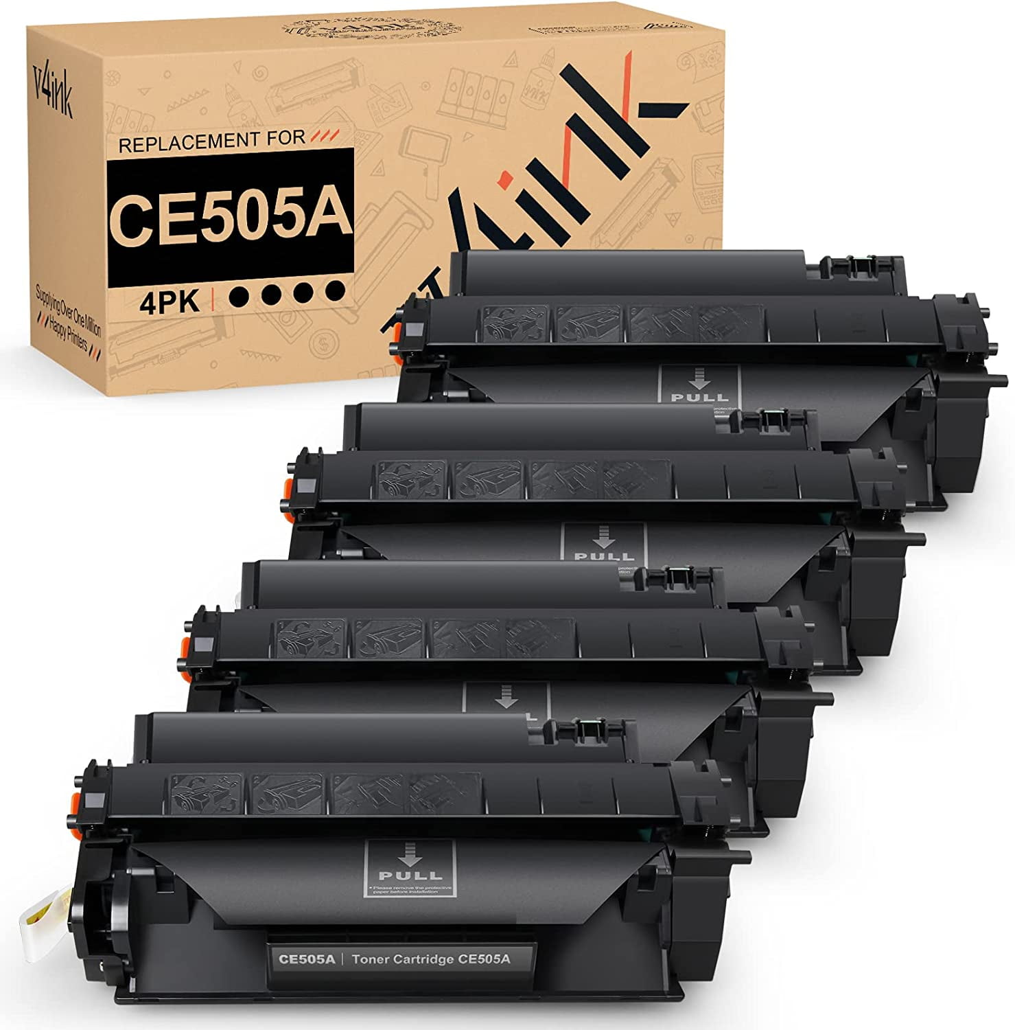 4PK Compatible Toner Cartridge Replacement for HP 05A CE505A Toner ...