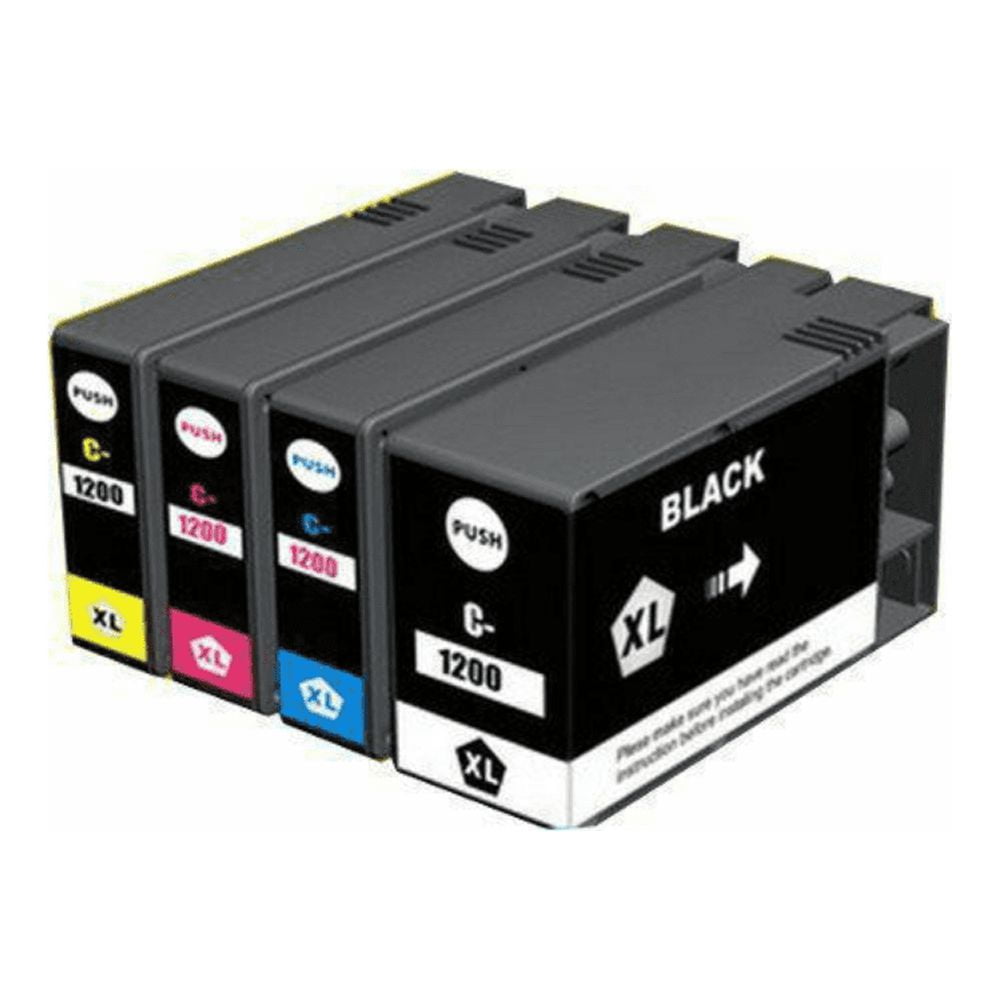 4PK High-Yield Compatible BCMY Ink Cartridge for Canon 1200XL PGI ...
