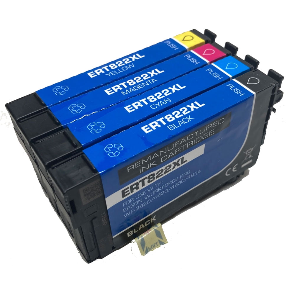 4PK High-Yield BCMY Ink Cartridge (with Chip) for Epson 822 822XL ...
