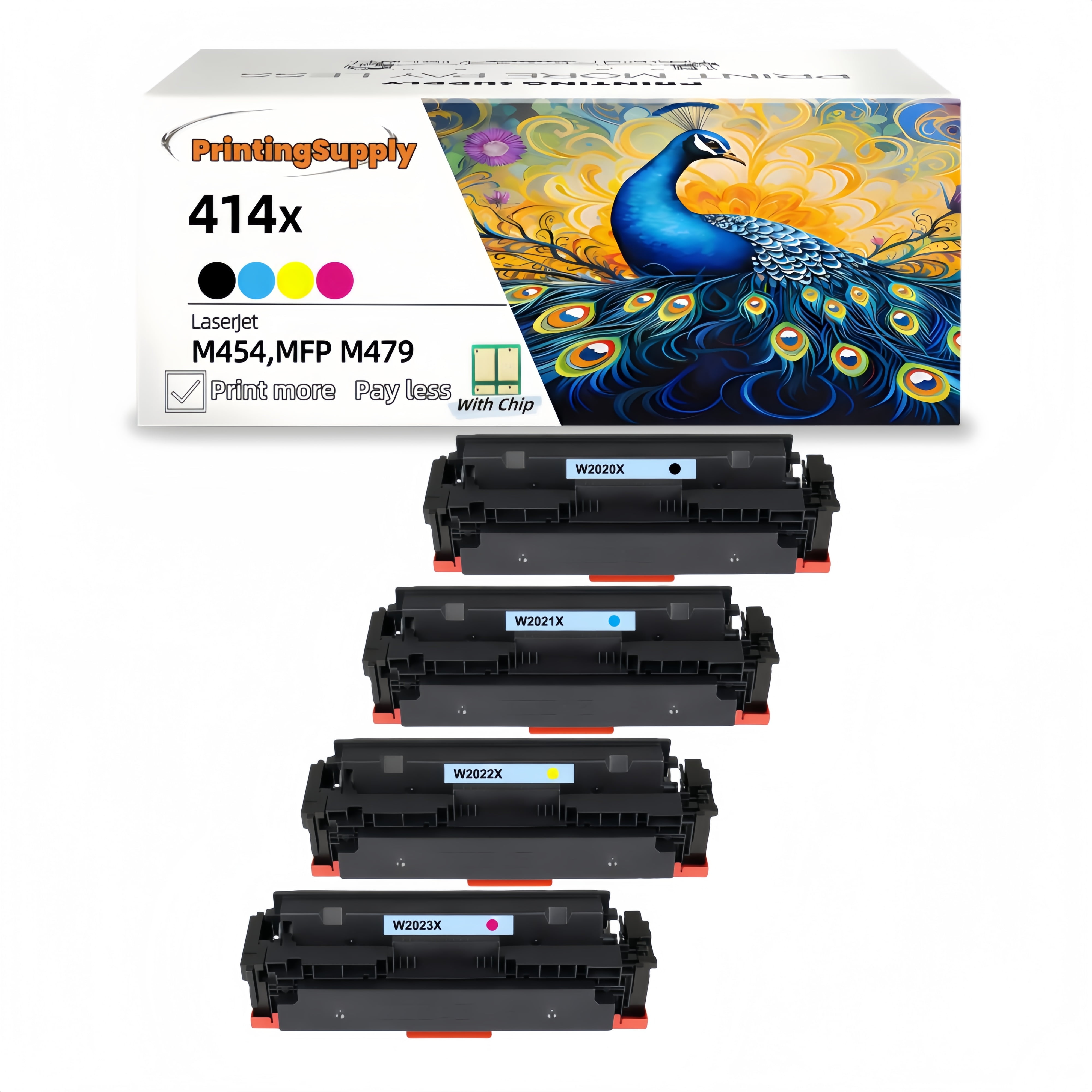 414X Toner Cartridges 4 Pack Compatible for HP 414X W2020X for Color ...