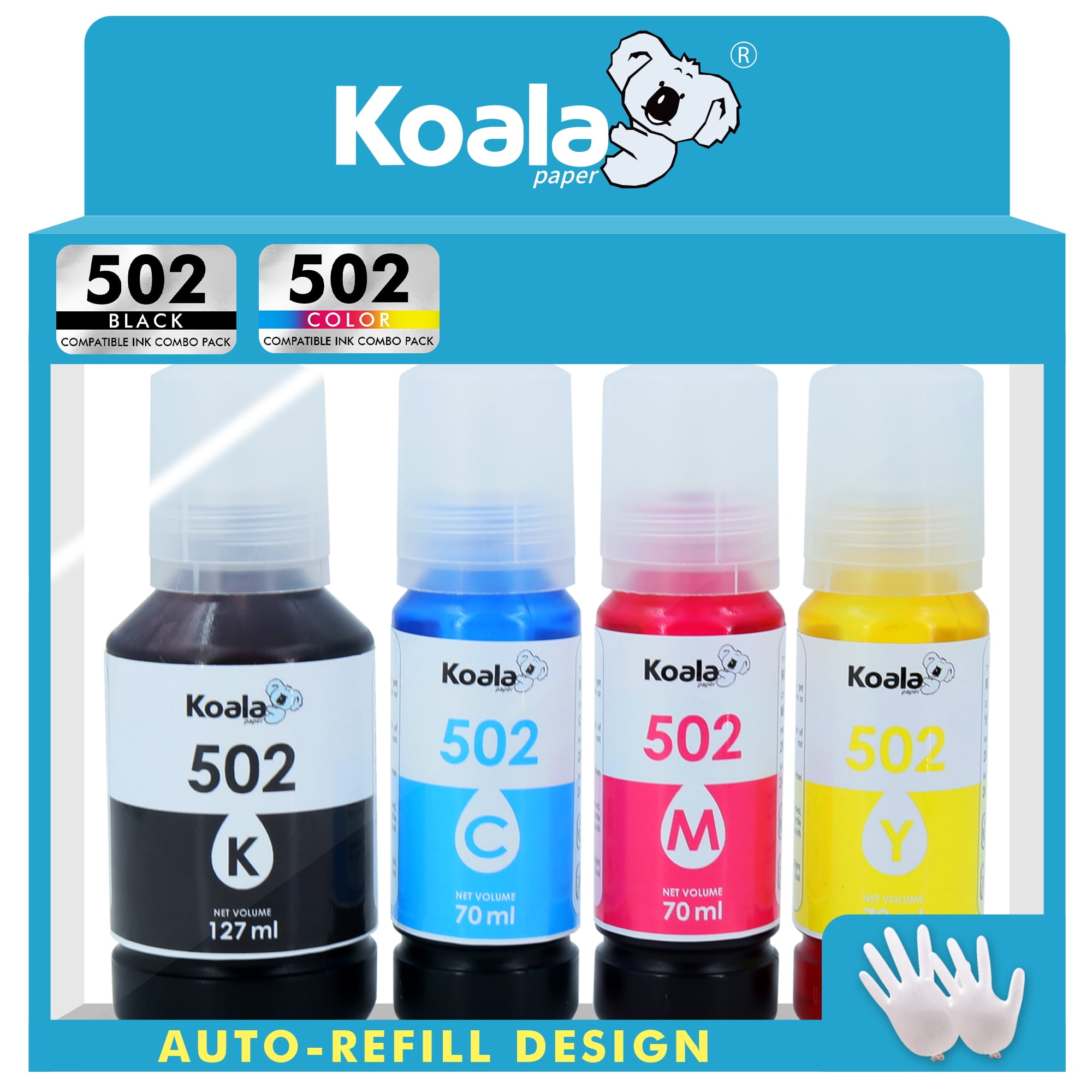 4PK Koala Ink Refill Kit 502 Ink Replacement for Epson 502 Ink Ecotank ...