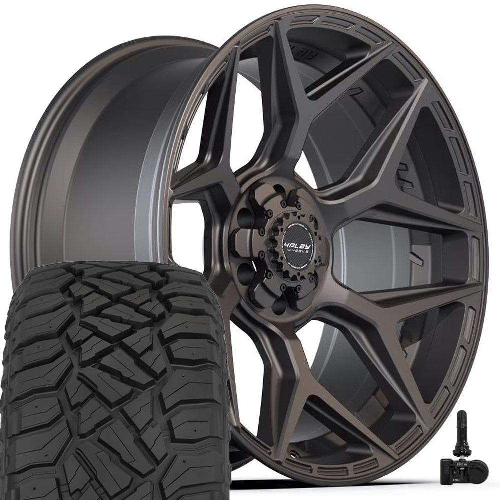 4PLAY Wheels 4P06 22 Inch Rims and Tires Fit 6x135 & 6x139.7 22x10 ...
