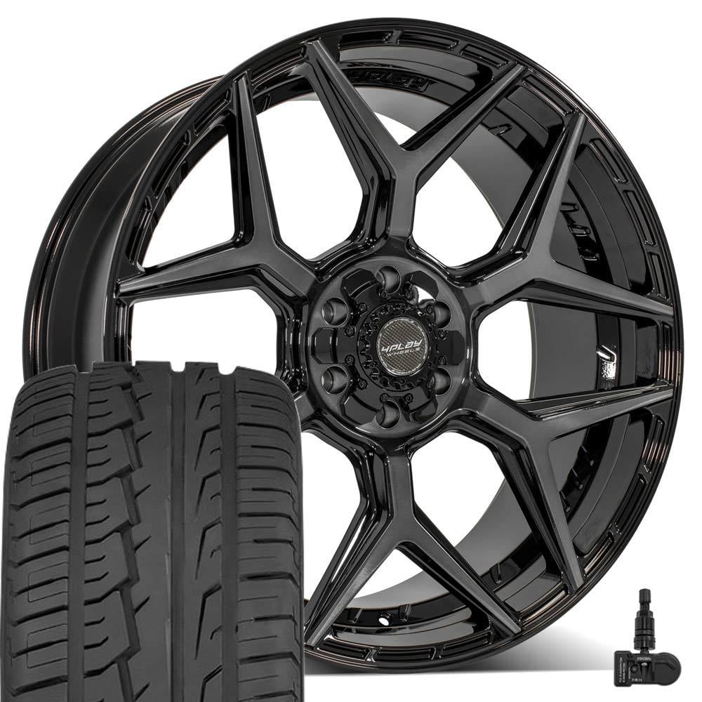 4PLAY Wheels 4P06 24 Inch Rims and Tires Fit 6x135 & 6x139.7 24x10 ...