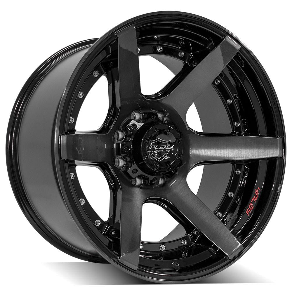4PLAY Wheels 4P60 22 Inch Rims Fit 8x170 22x12 Gloss Black Brushed with ...
