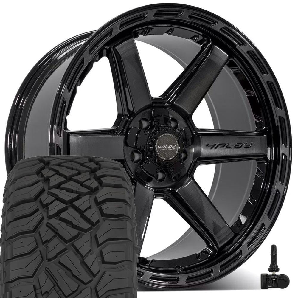 4PLAY Wheels 4P63 22 Inch Rims and Tires Fit 5x127 & 5x139.7 22x10 ...