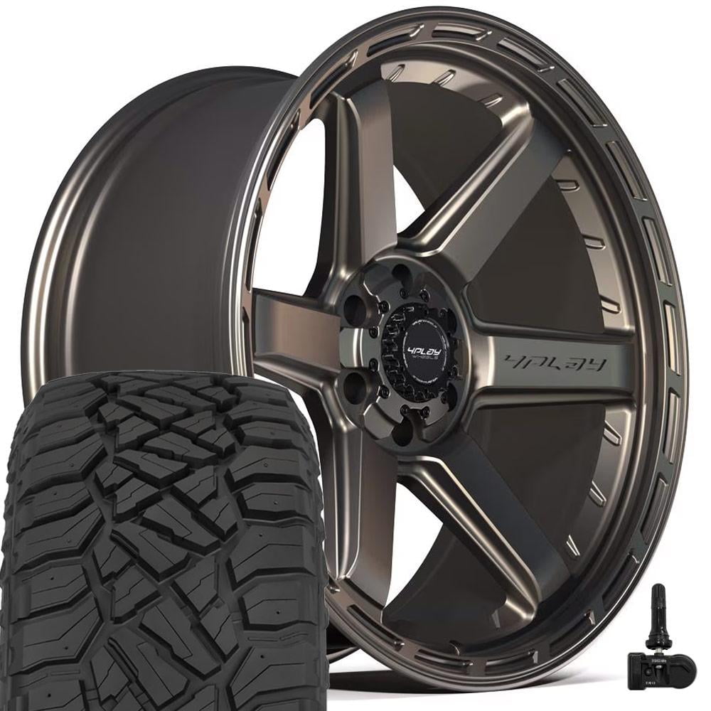 4PLAY Wheels 4P63 22 Inch Rims and Tires Fit 6x135 & 6x139.7 22x10 Satin Bronze - TerraMax RT ...
