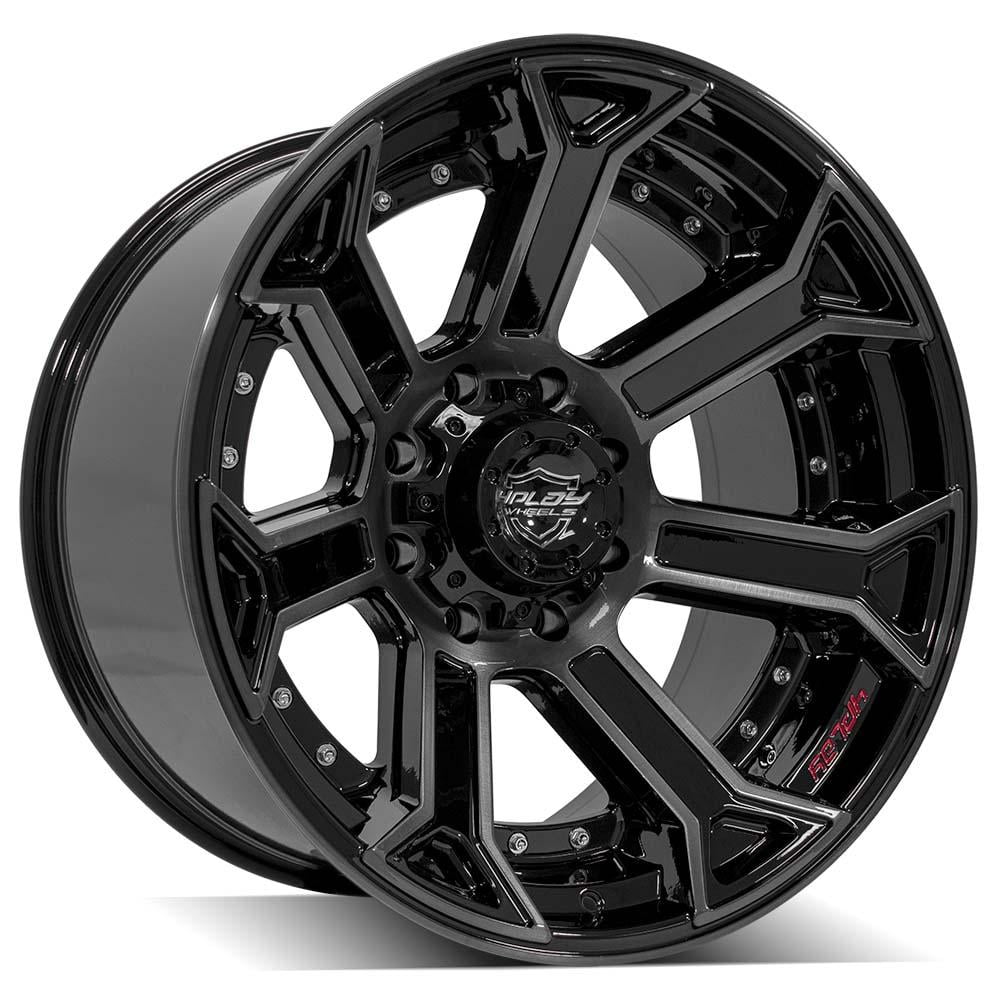 4PLAY Wheels 4P70 22 Inch Rims Fit 8x170 22x12 Gloss Black Brushed with ...