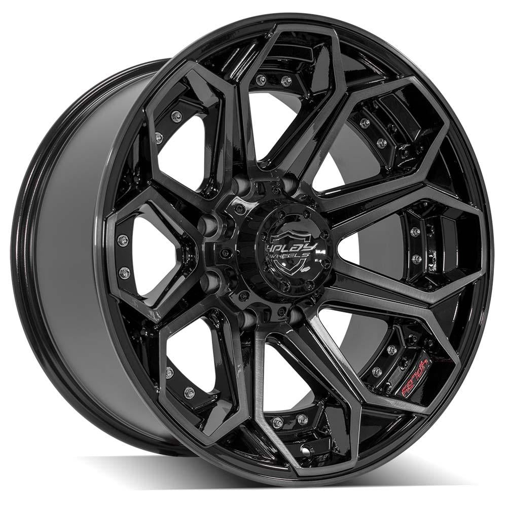 4PLAY Wheels 4P80 20 Inch Rims Fit 8x180 20x10 Gloss Black Brushed with ...