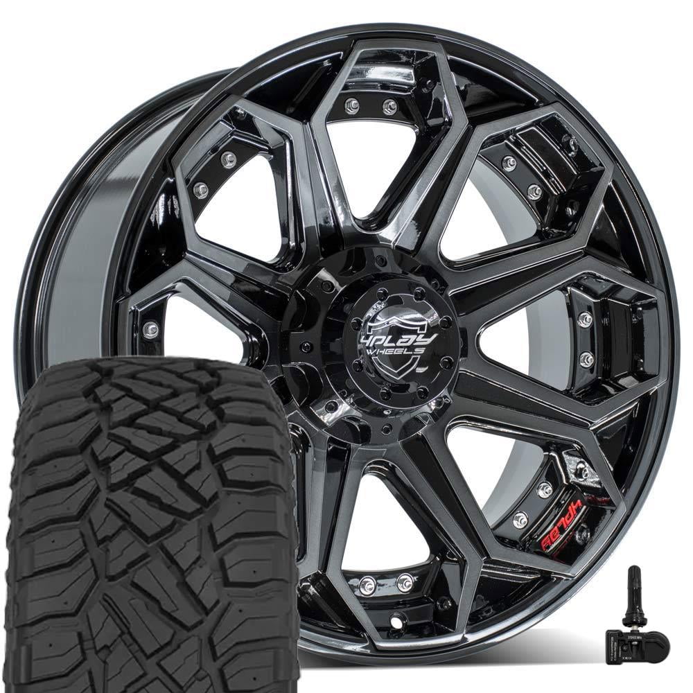 4PLAY Wheels 4P80R 20 Inch Rims and Tires Fit 5x127 & 5x139.7 20x9 ...