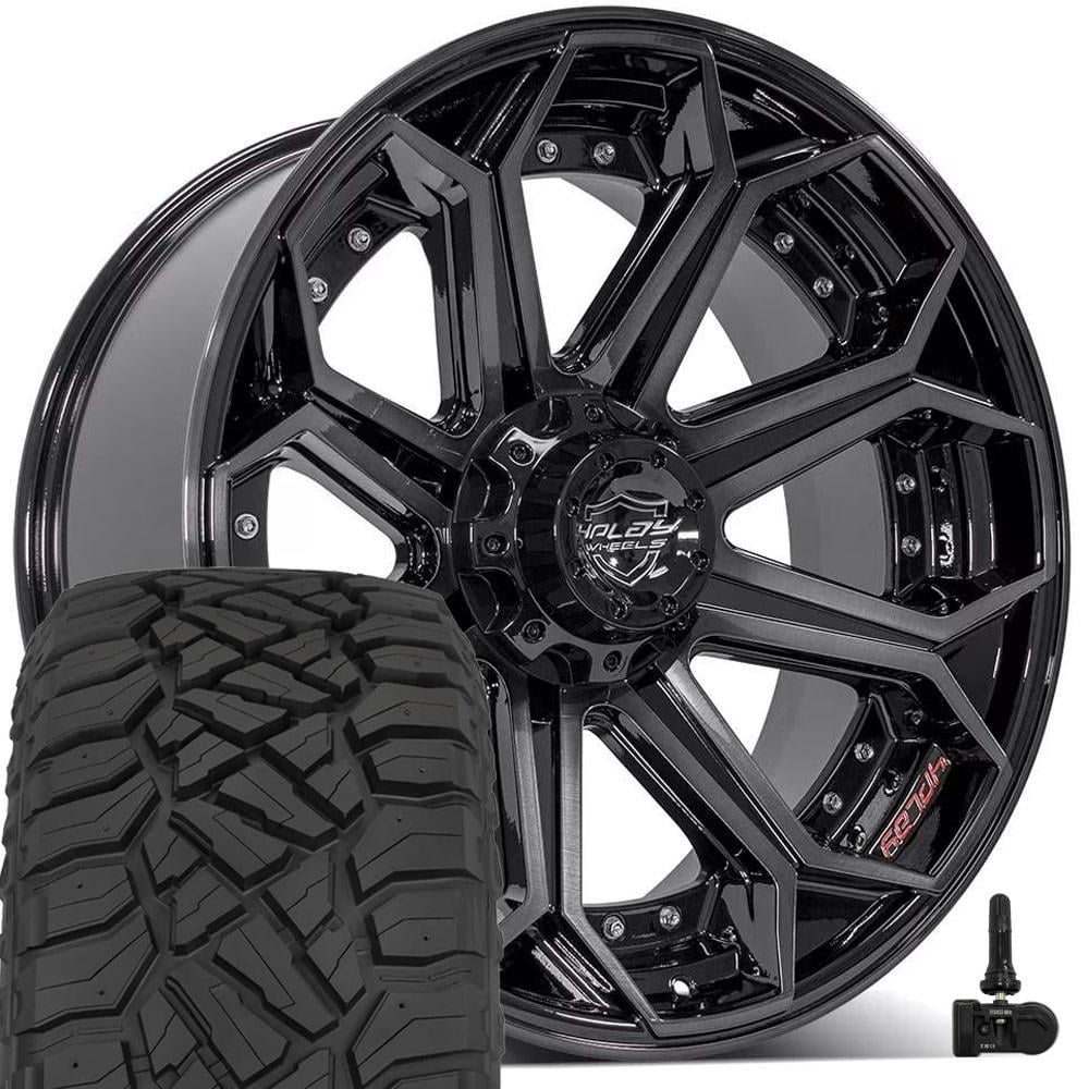 4PLAY Wheels 4P80R 22 Inch Rims and Tires Fit 5x127 & 5x139.7 22x10 ...