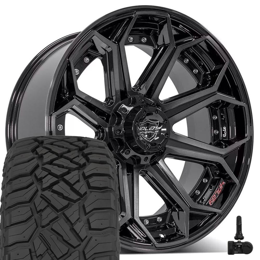 4PLAY Wheels 4P80R 22 Inch Rims and Tires Fit 6x135 & 6x139.7 22x10 ...