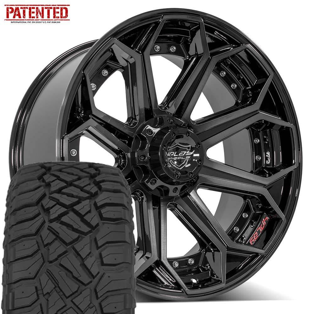 4PLAY Wheels 4P80R 22 Inch Rims and Tires Fit 6x135 & 6x139.7 22x10 ...