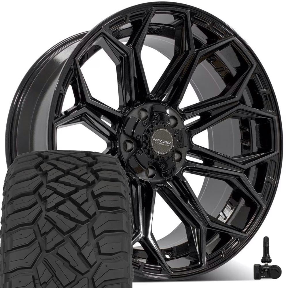 4PLAY Wheels 4P83 22 Inch Rims and Tires Fit 5x127 & 5x139.7 22x10 ...