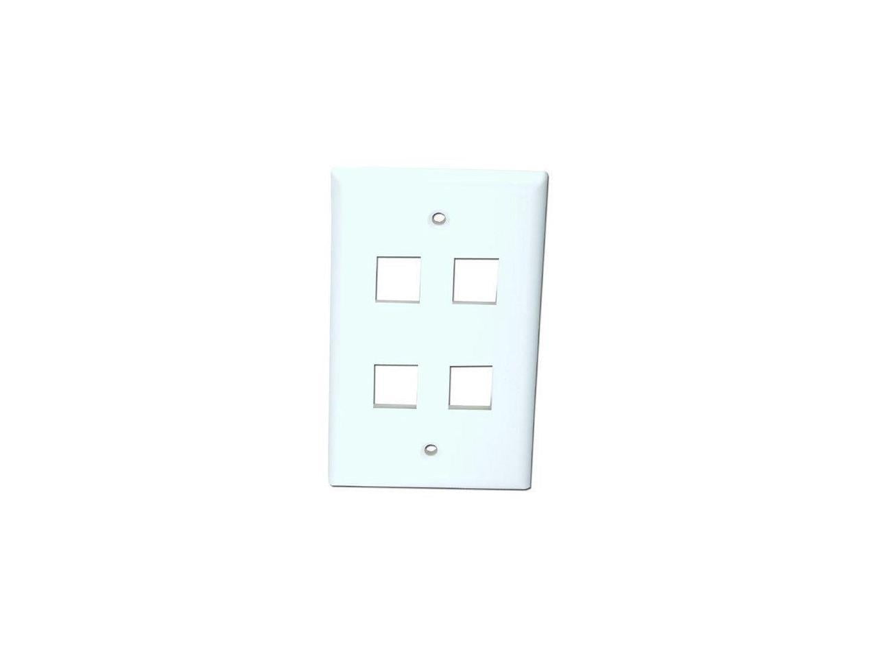 4xem 4XFP04KYWH 4PORT WHITE KEYSTONE WALL PLATE CAT5 CAT6 HDMI USB ...
